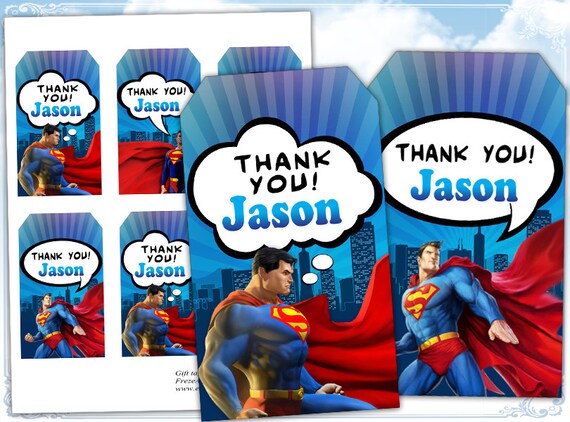 Superman Thank you tags Gift tags Superman birthday tags