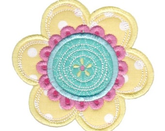 Cute Flower Applique Machine Embroidery Designs 4x4 5x7 & 6x10