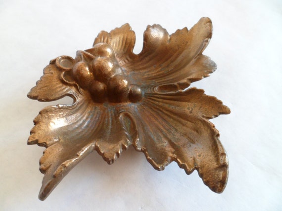 Vintage Russian Bronze grape leaf ashtray antique ashtray.
