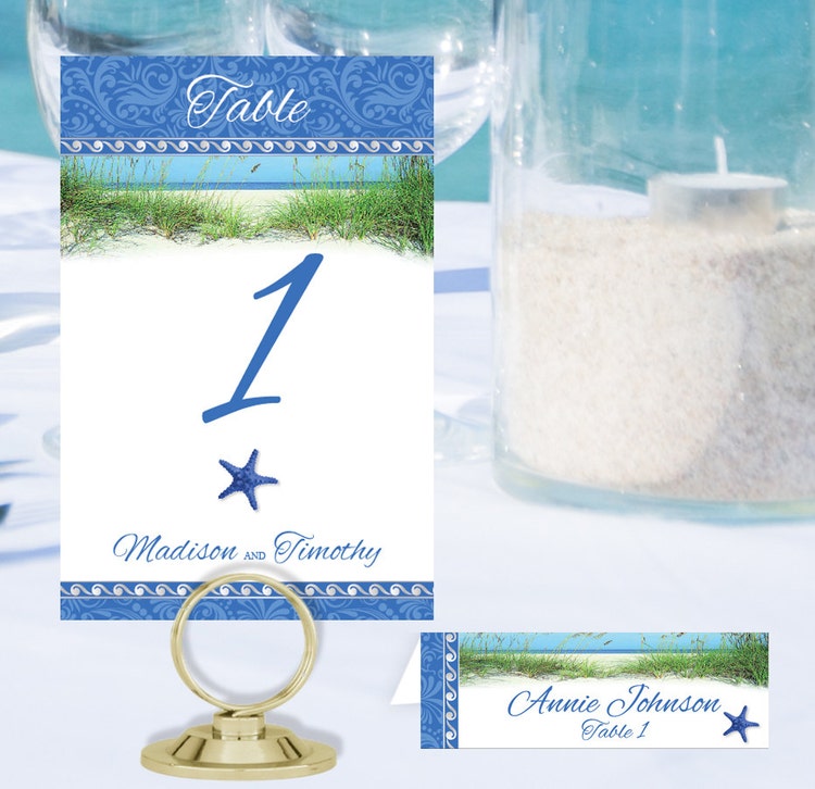 Beach Table Numbers and Place Cards by CFirstImpressions on Etsy