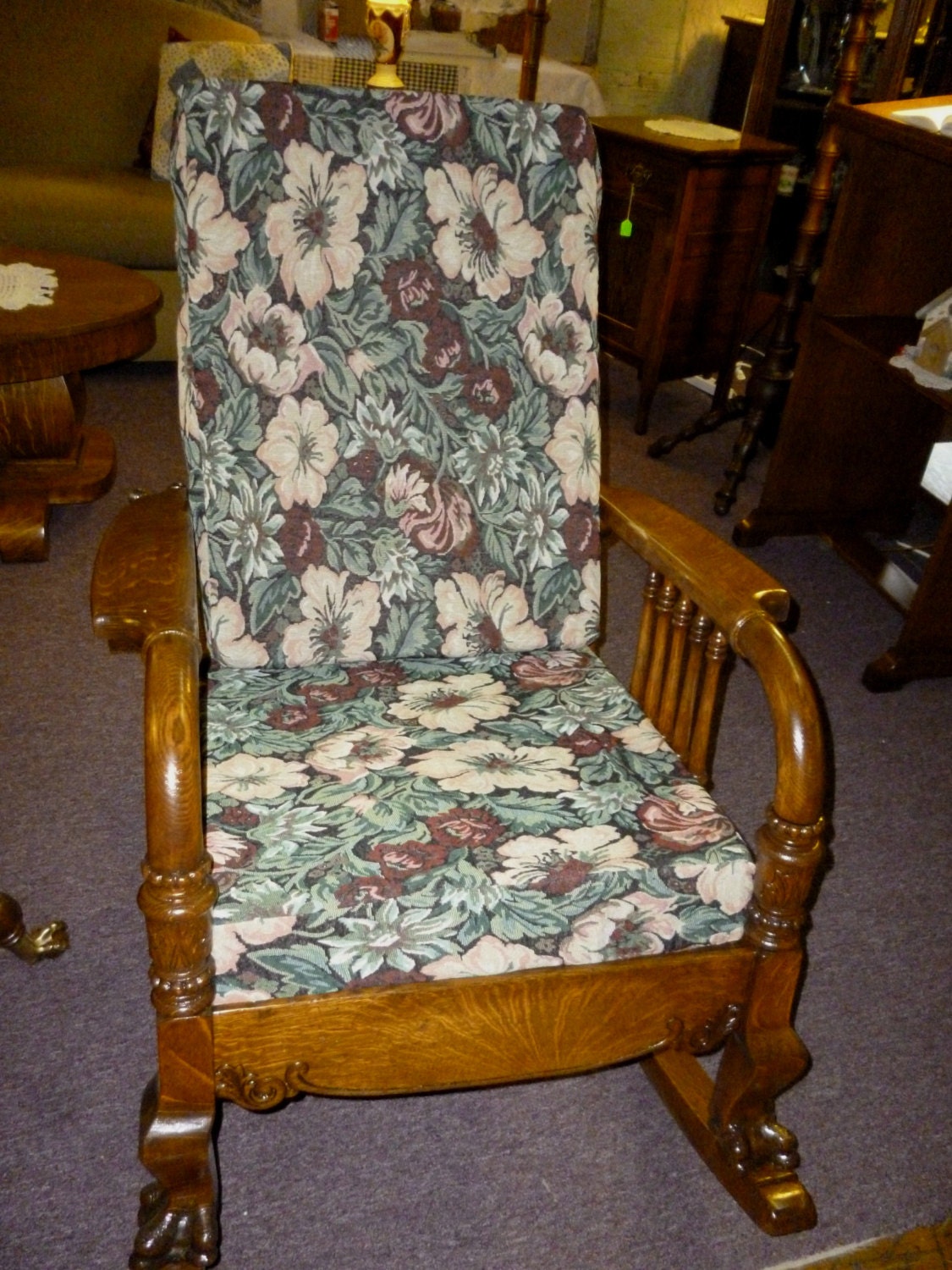 Antique Oak Chair Morris recliner Rocker Refinished Restored – Haute Juice
