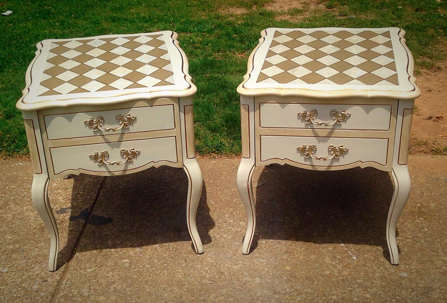 Refinished French Provincial “Harlequin” Side Tables – Haute Juice
