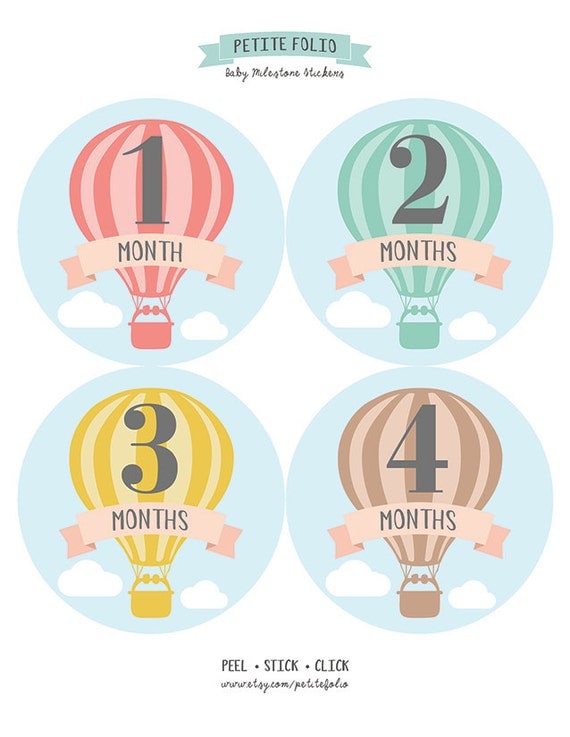 Hot Air Balloon Baby Stickers Baby Monthly Stickers Monthly