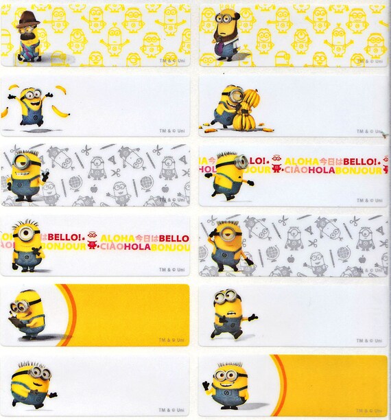 28/56 Minions Personalised Name Label Stickers by LabelMyStuff