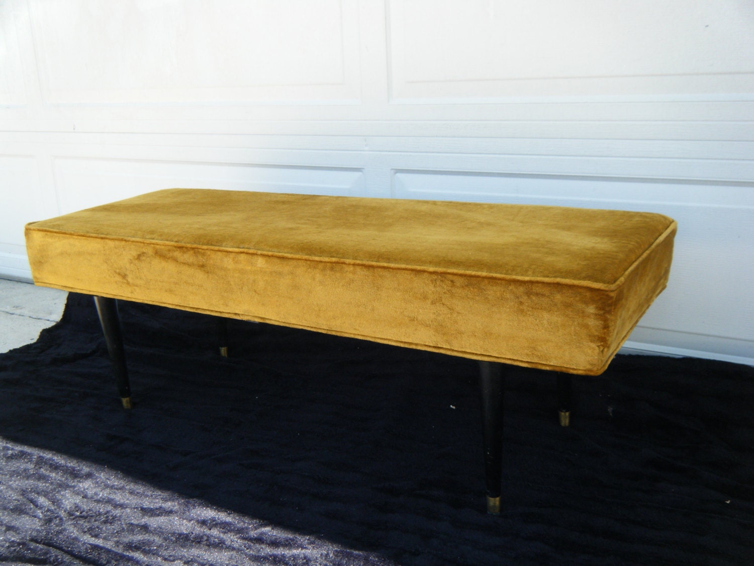vintage harvest gold bench for living area / bedroom area – Haute Juice