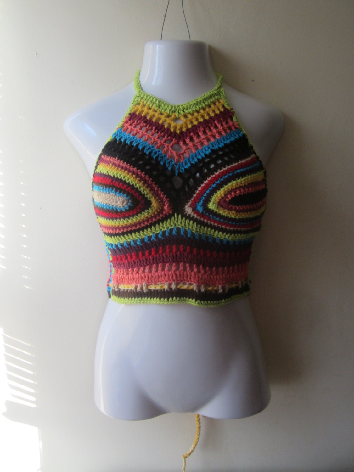 Hippie Halter Top Colorful Crochet Top Festival Clothing