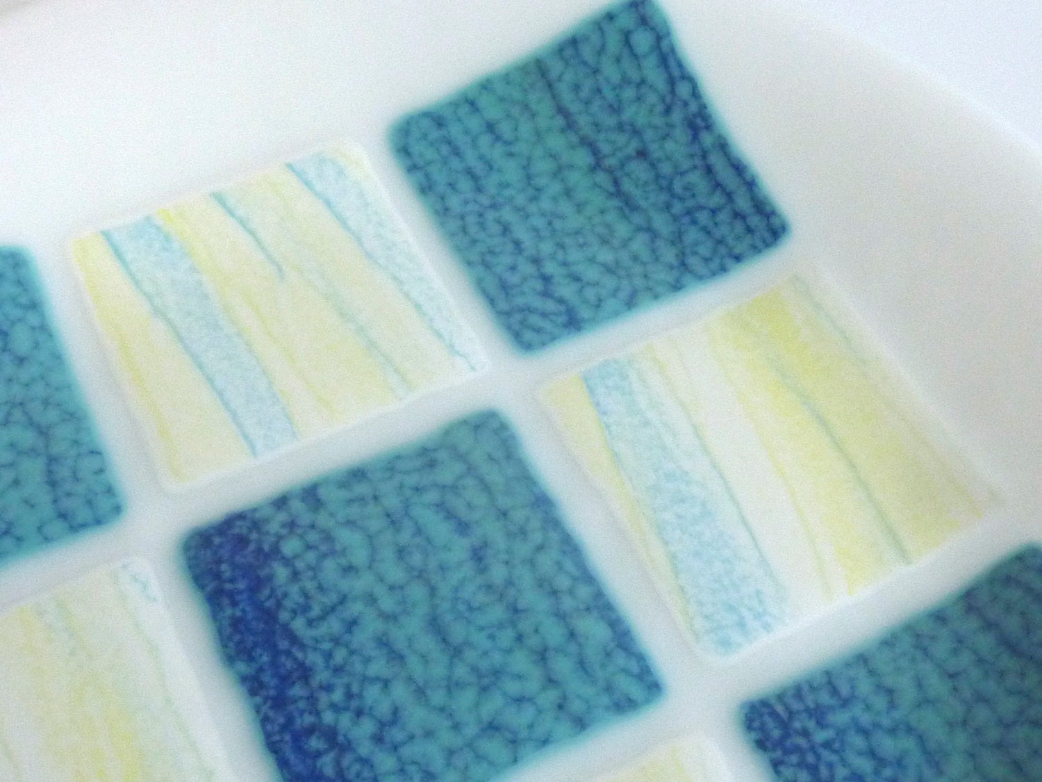Fused Glass Round Plate In White With Shades Of Blue By Bprdesigns