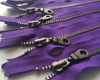 Metal Teeth Zippers YKK Antique Brass Donut Pull Number by zipit