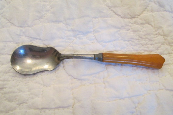 Vintage Sugar Spoon with Bakelite Handle Silver Plated Spoon