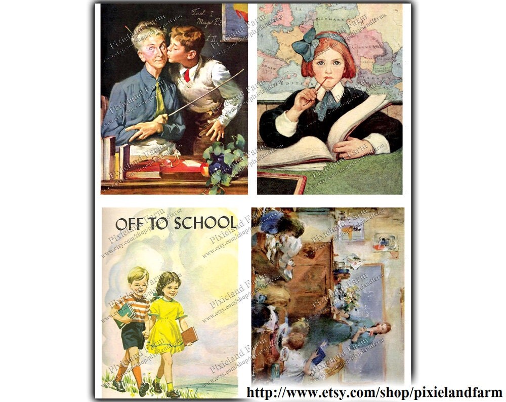 Vintage Back To School Clip Art Printable Digital by pixielandfarm