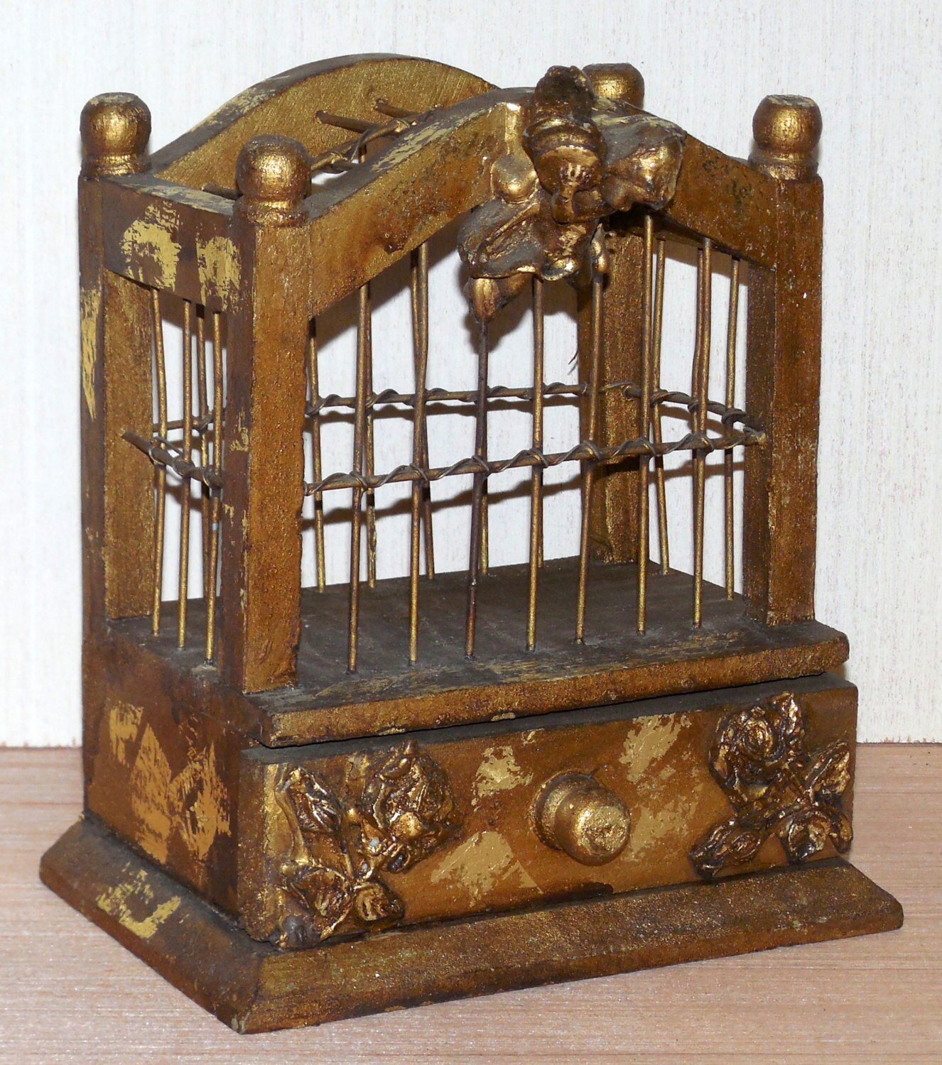 Vtg Italian Style Cherub Trinket Box Gold Gild Cherub Ring Jewelry Box ...