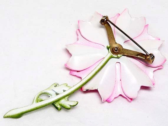 Flower Power in Hot Neon Pink Brooch Vintage Enamel Pin