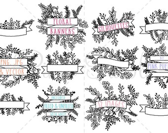 Vintage Floral Clipart Clip Art Vintage Rustic by PinkPueblo
