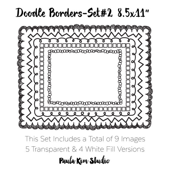 Clip Art Frames Hand Drawn Doodle Borders Instant Digital