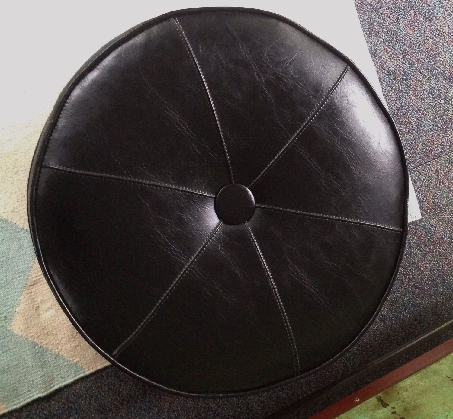 Black Mid Century round ottoman hassock large – Haute Juice