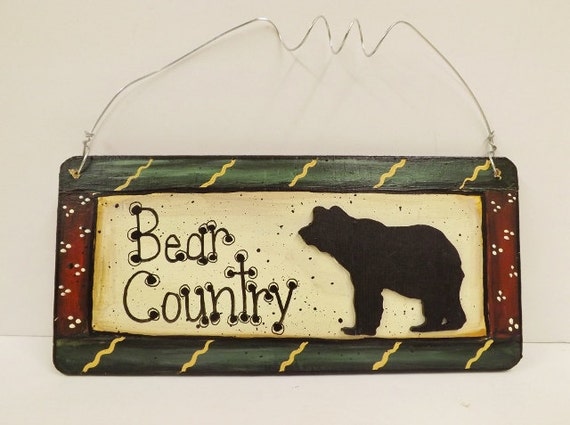 Bear Country Sign Bear Folk Art Cabin Lodge by TheLaughingCabin