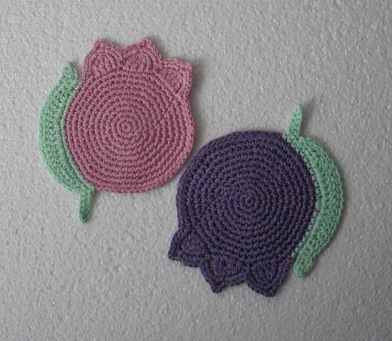 Items similar to tulips. set of 2 coasters. cotton eco-friendly lace ...