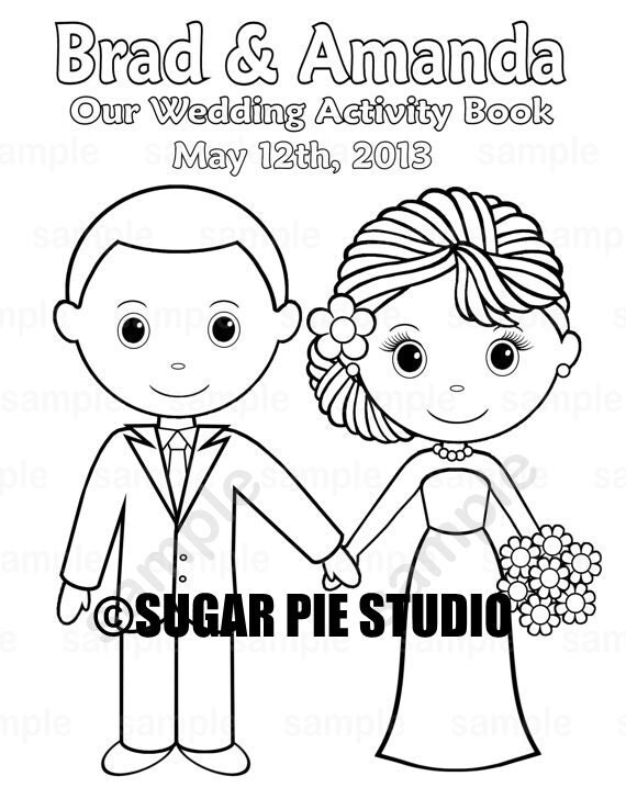 Printable Personalized Wedding coloring activity book Favor