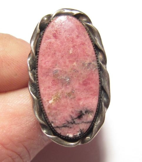 Vintage Sterling Silver Rhodonite Ring Size 6 3/4