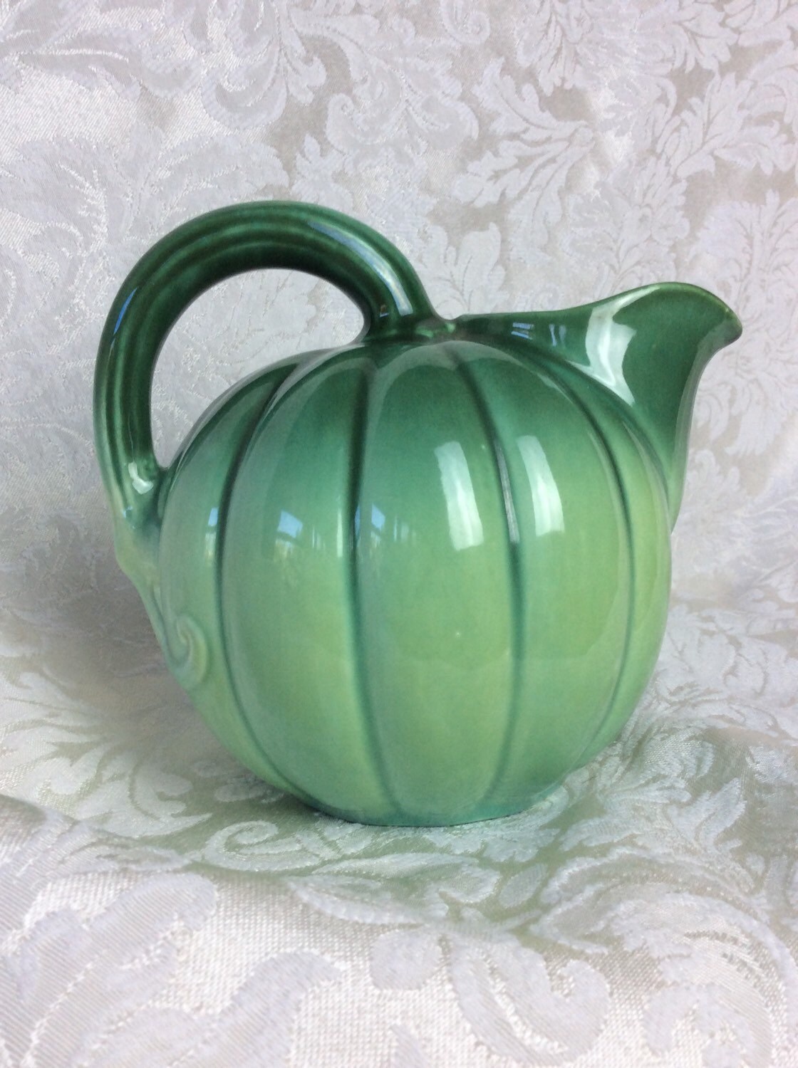 Vintage pumpkin pitcher green gourd pitcher