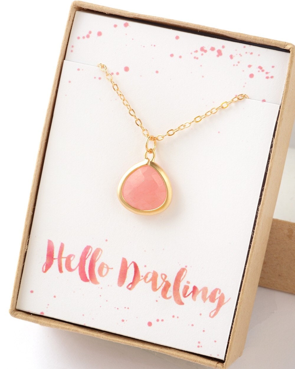 Hello Darling Pink Necklace Gift Jewelry Bridesmaid Gift