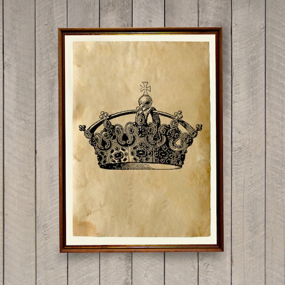 Crown poster Royal decor Antique print AK406