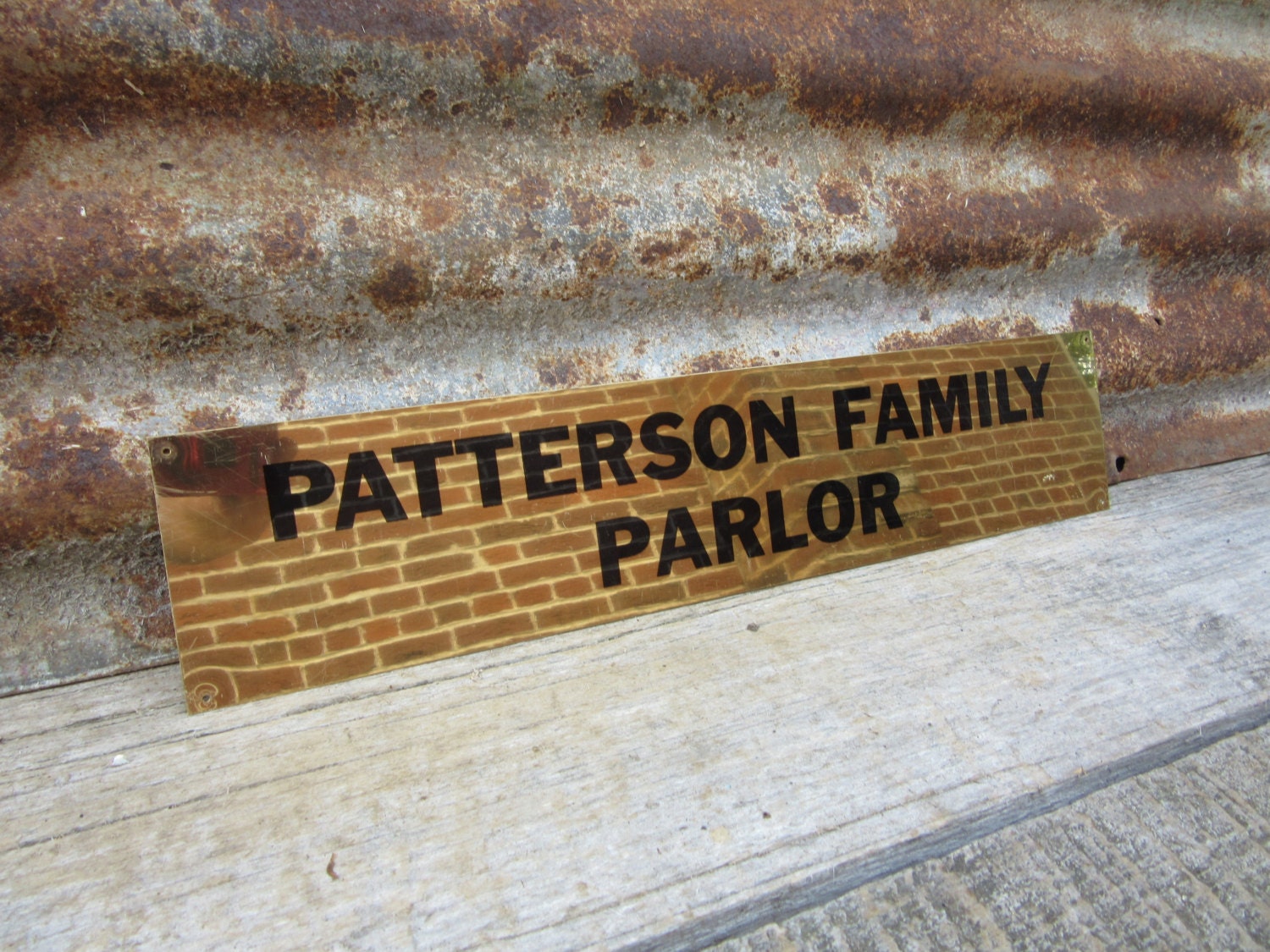 Vintage Metal Sign Patterson Family Parlor Funeral Home Sign Brass ...