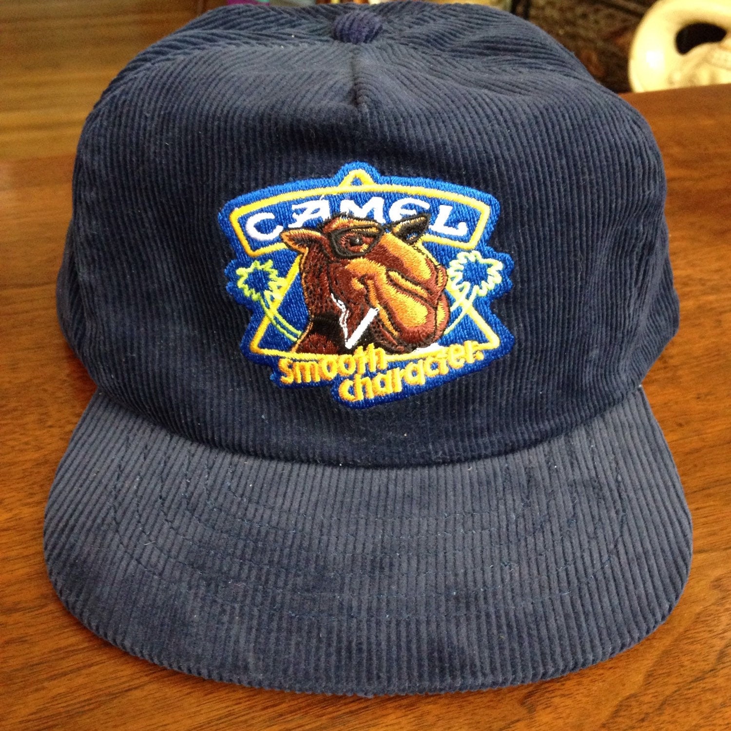 Camel cigarettes snap back corduroy cap hat by OneEyedJacksVintage