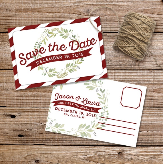 Save The Date Postcard Holiday Christmas Theme Winter