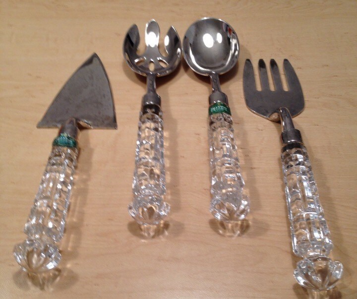 24% LEAD CRYSTAL SERVING Set Stainless Steel Shannon Crystal Design ...