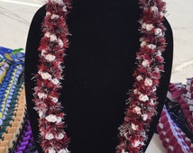Maroon Hawaiian Crocheted Eyelash Lei - Graduation, Birthday, Wedding, Luau