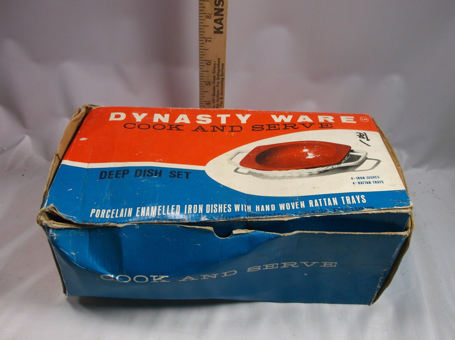 Set Of Four Dynasty Ware By Ashton Bright Orange Enamel Deep Dish Set ...