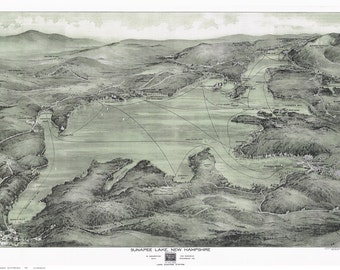 Lake sunapee map | Etsy