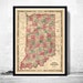 Old Map Indiana State 1864 United States of by OldCityPrints