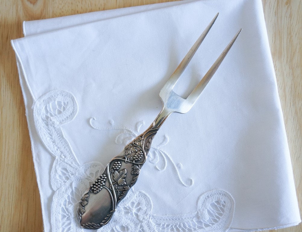 Swedish silver plated carving fork for ham, turkey and other meat ...
