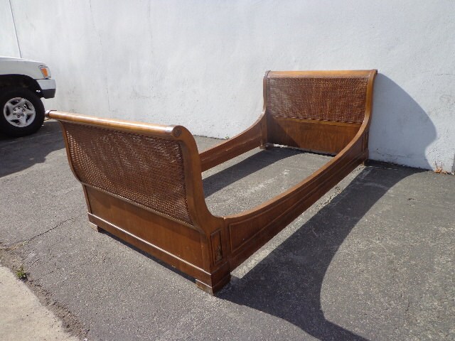 Country French Provincial Sleigh Daybed Wood Woven Settee Loveseat ...