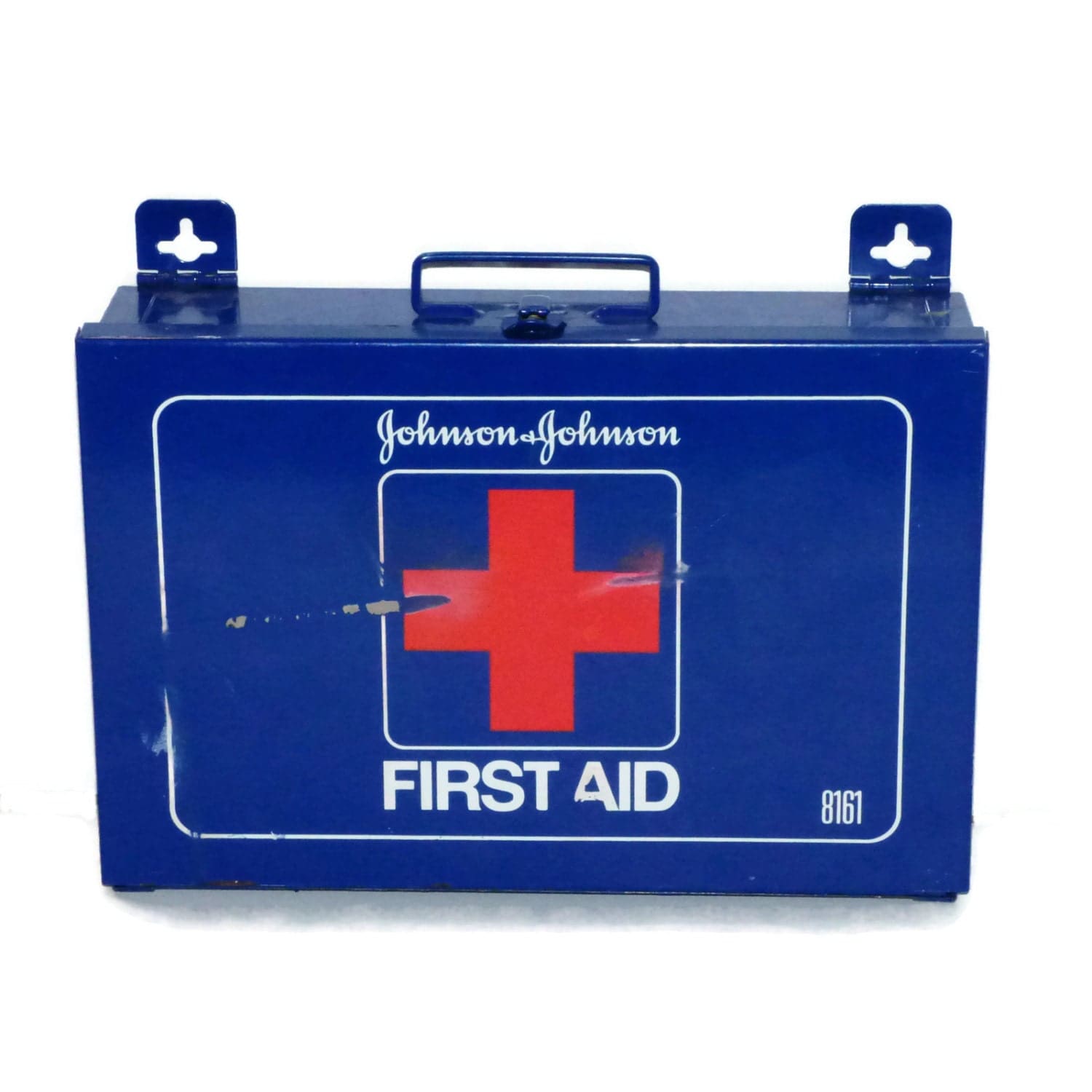 Vintage Metal Red Cross First Aid Kit Metal Box 8161 Blue & Red ...