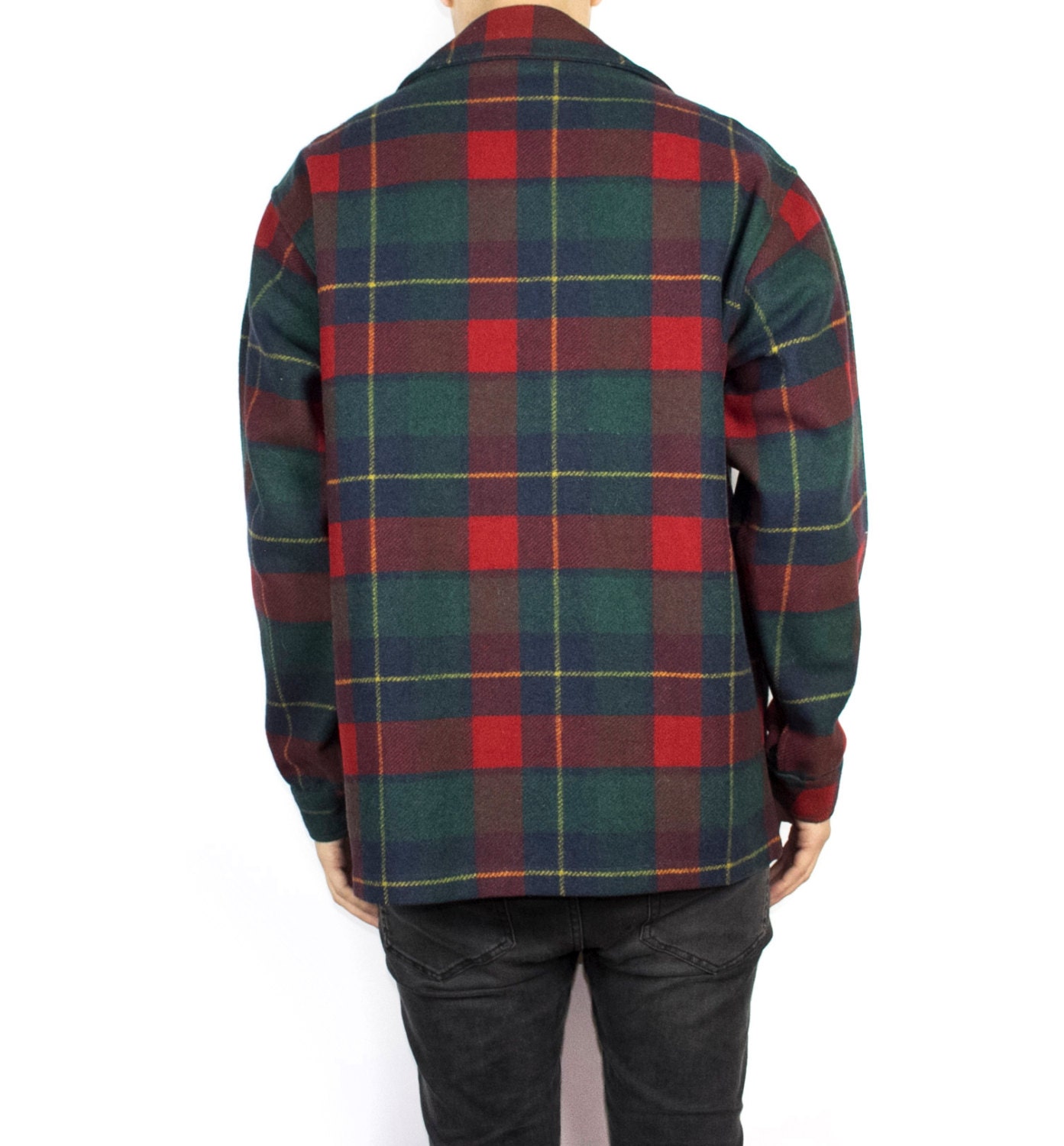 Vintage Pendleton Wool Jacket Green And Red Plaid By Stgarbage