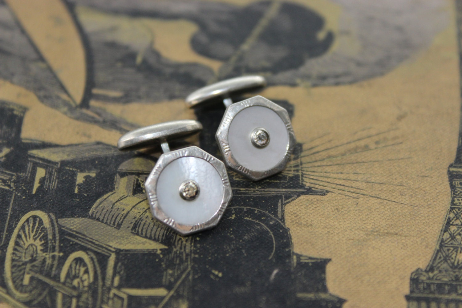 Vintage cufflink art deco stone lucite 1930 NOS – Haute Juice