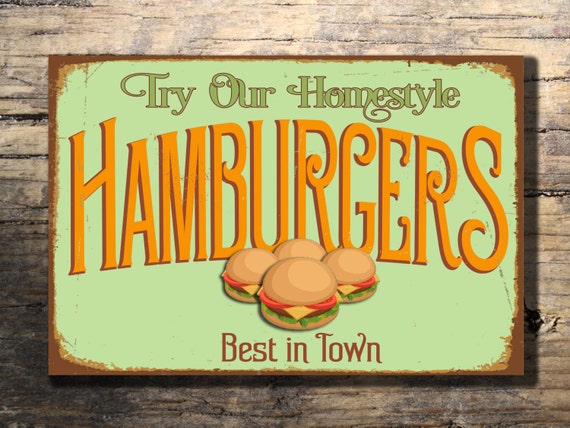 HAMBURGERS RESTAURANT SIGN Hamburgers Signs by ClassicMetalSigns