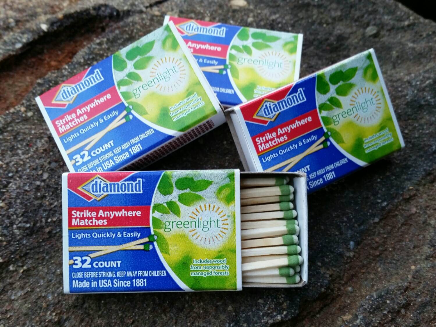 Diamond Greenlight Strike Anywhere Matches 4 sets of 32