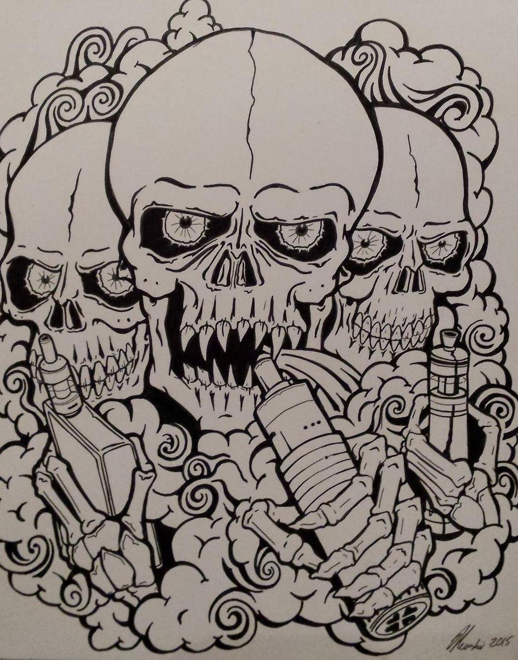 Original Vape Art 426 x 601 mm Goth VAPING SKULL BROTHERS