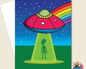 Alien birthday card | Etsy