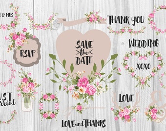 Vintage Floral Borders Clipart Shabby Chic Clipart flowers