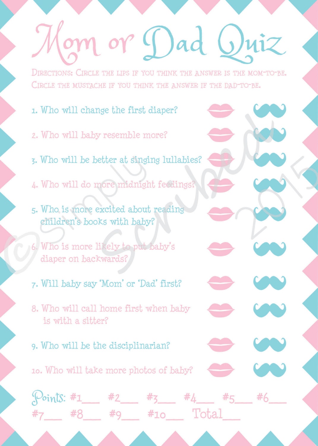 Printable Baby Shower Game Mom Or Dad Trivia Lips And Printable Baby Shower Game Mom Or Dad Trivia Lips And