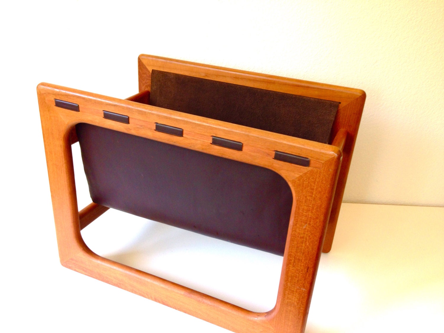 MCM Danish Leather Walnut Magazine Rack Ships FREE – Haute Juice