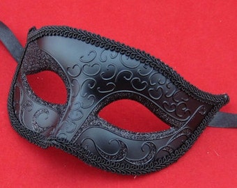Black Half Face Phantom Masquerade Mask by MasksandTiaras on Etsy