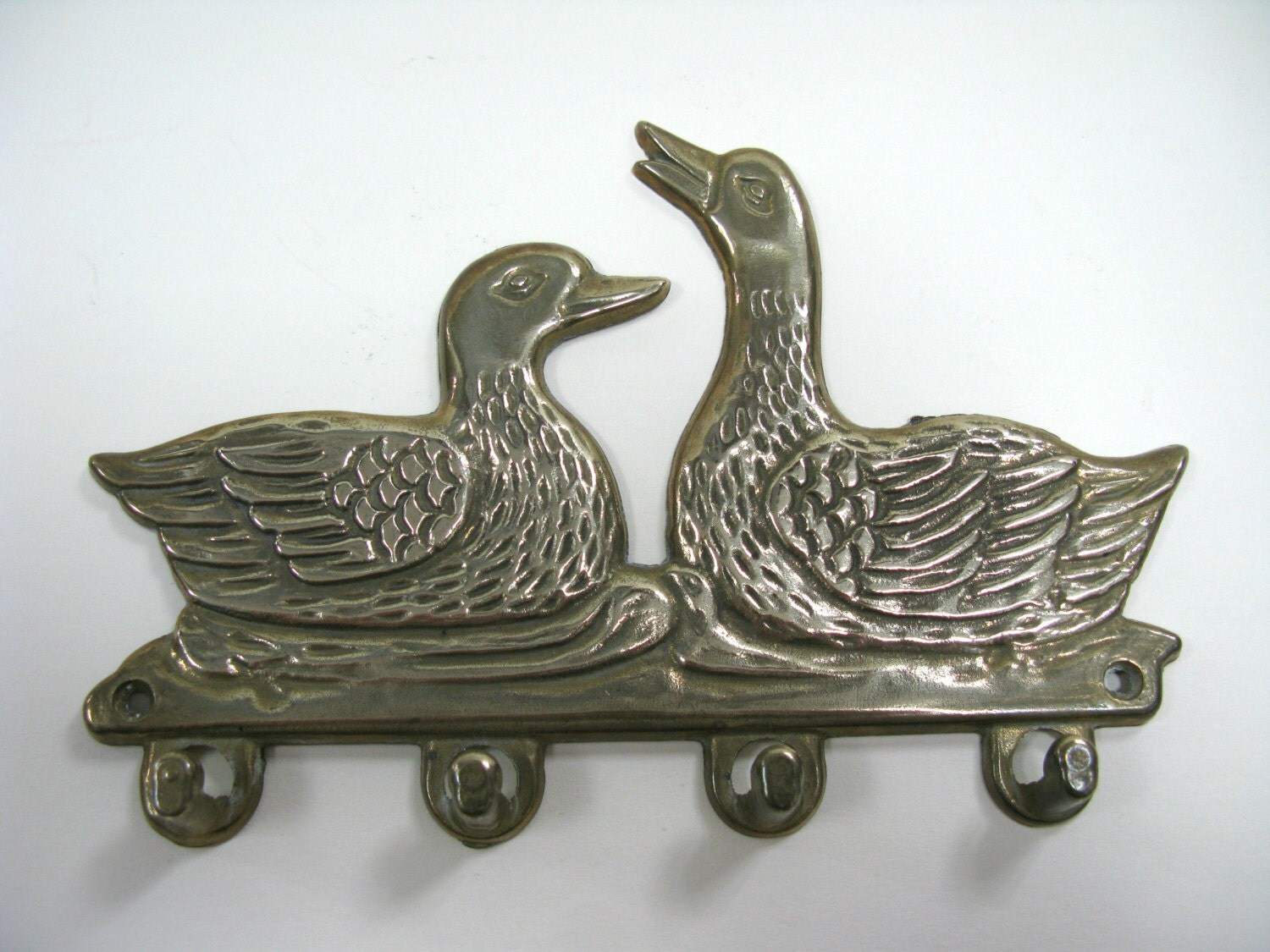 Brass Key Hooks – Brass Duck Hooks – Pair of Ducks – Antique Key Hooks ...