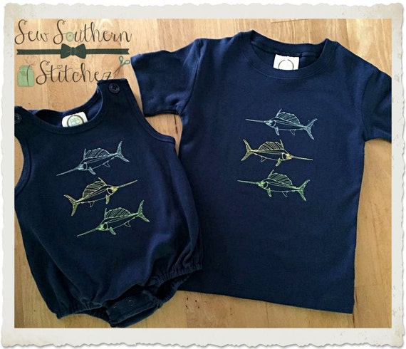 Sketched SwordFish Vintage Stitched Heirloom Vintage