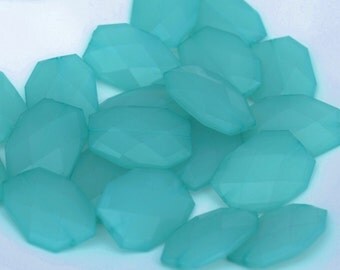 OCEAN Blue Green Translucent Acrylic Beads 34 x 24mm Faceted